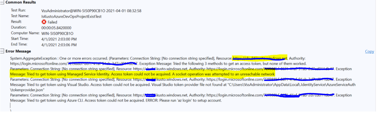 Unable to access Kusto DB from 1ES bot code · Issue #3830 · microsoft/BotFramework-WebChat · GitHub