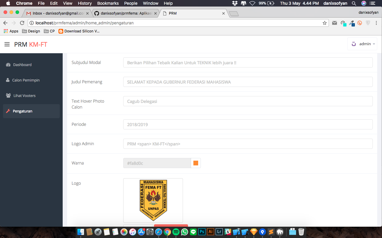 GitHub - danixsofyan/prmfema: PHP Code Igniter - Aplikasi E-votting federasi mahasiswa