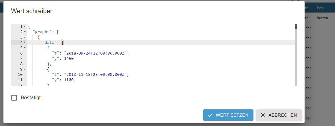 Feature request: enlarging the input field for json under "objekte ...