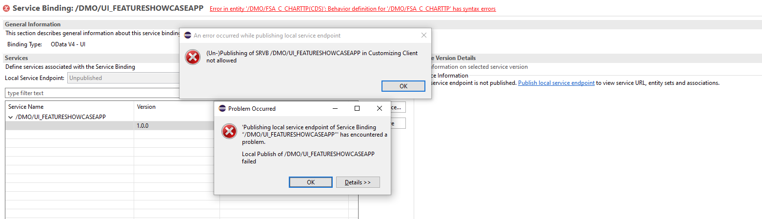 Error publishing Service binding · Issue #9 · SAP-samples/abap-platform-fiori-feature-showcase ...