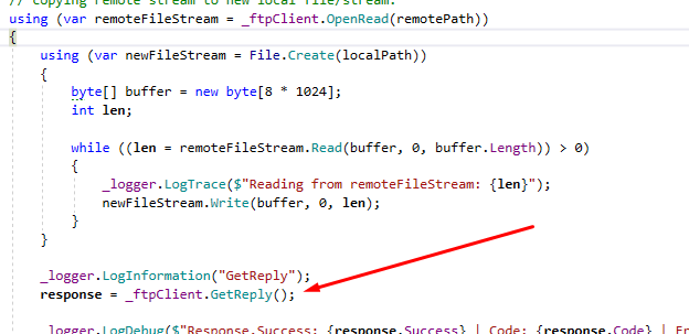 Failed to open file after using DownloadFile · Issue #143 · robinrodricks/FluentFTP · GitHub