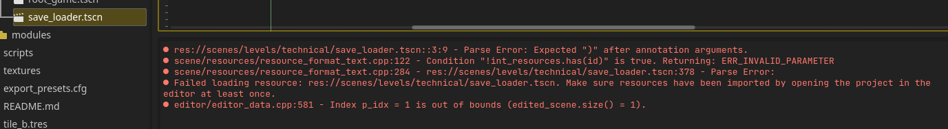 Refusal to open a scene with a syntax error in the embedded script · Issue #77311 · godotengine ...