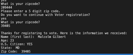 GitHub - Malcolm777/voter_registration: The application will prompt the user for their first ...