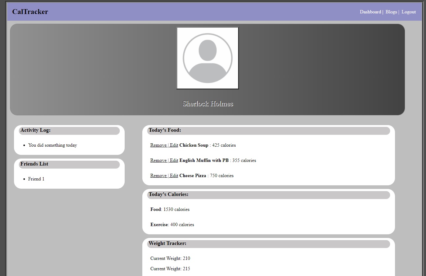 GitHub - Kamernepti/CalTracker: A food and exercise tracking site based ...