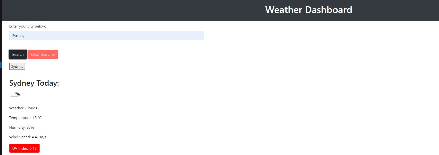GitHub - DCLucas95/Weather-Dashboard: A dashboard displaying weather of ...