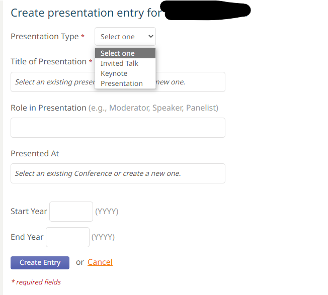 Entry Form For Presentation In Vivo 112 · Issue 3748 · Vivo Project