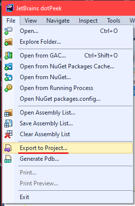 Please add an "Export to Project" menuitem that creates a .sln file ...