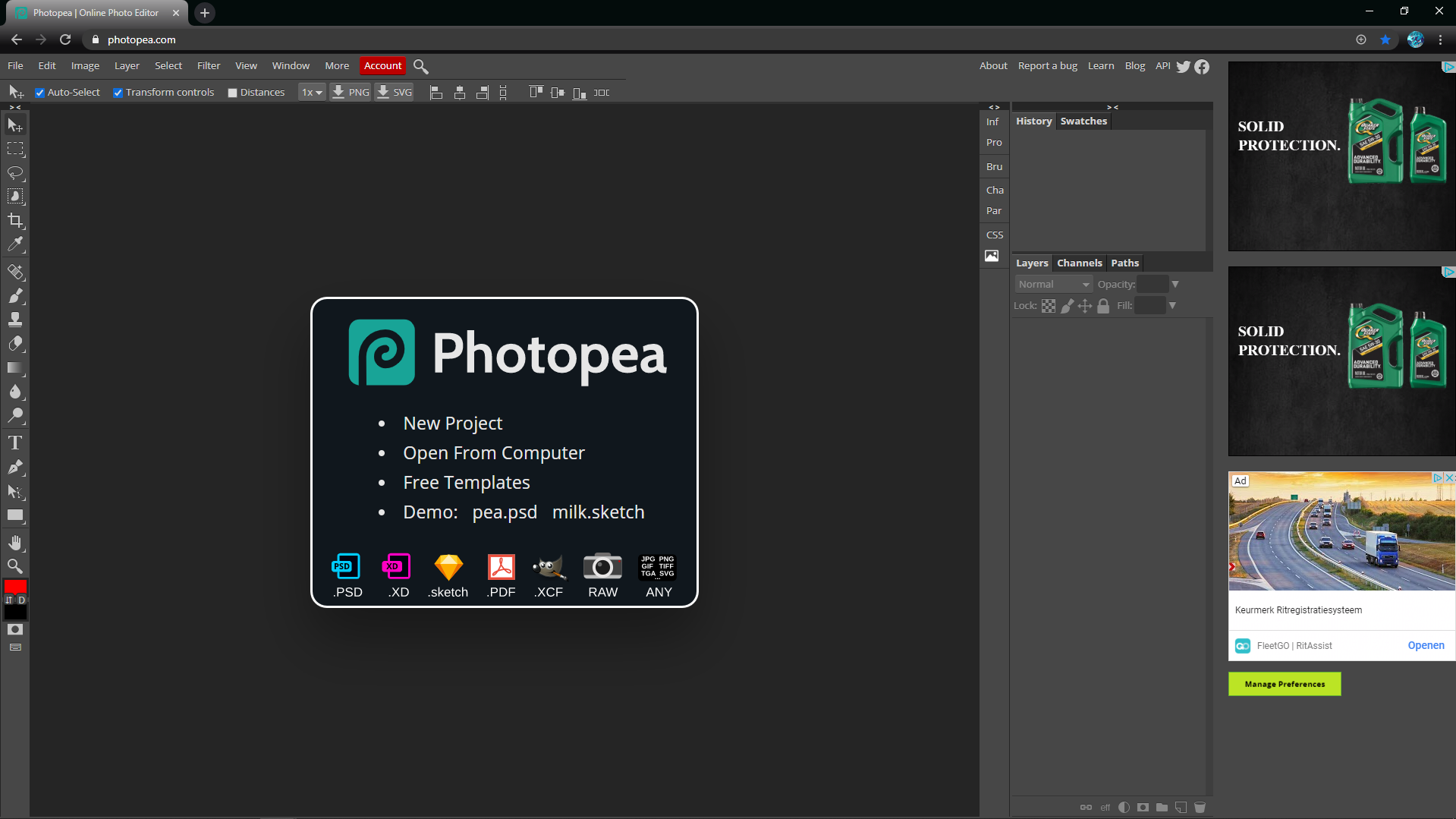Pop-up by starting · Issue #2339 · photopea/photopea · GitHub