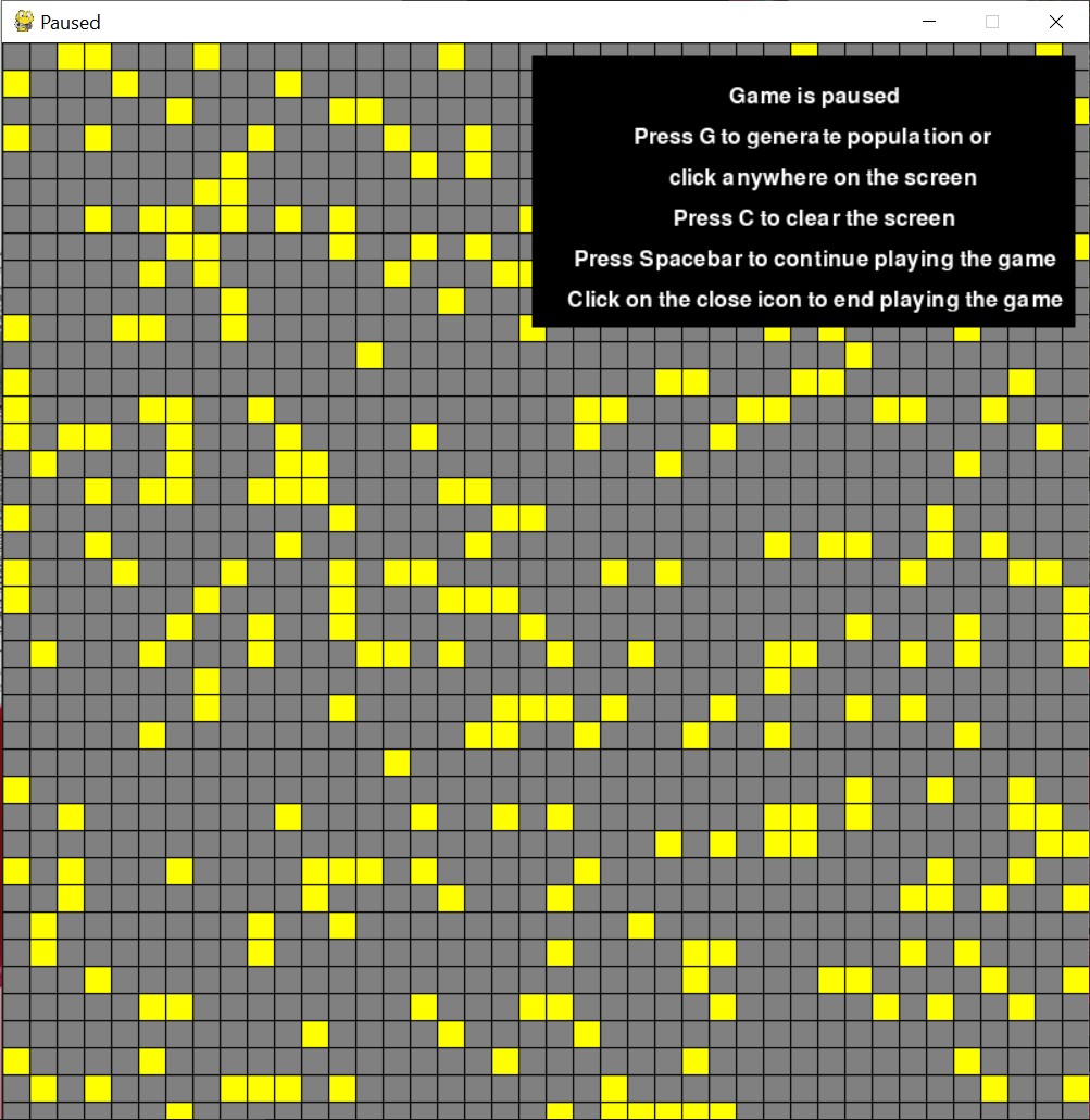 GitHub - VIROOPAKSHC/GameOfLife: Conway's Game of Life game programmed using Python and Pygame.