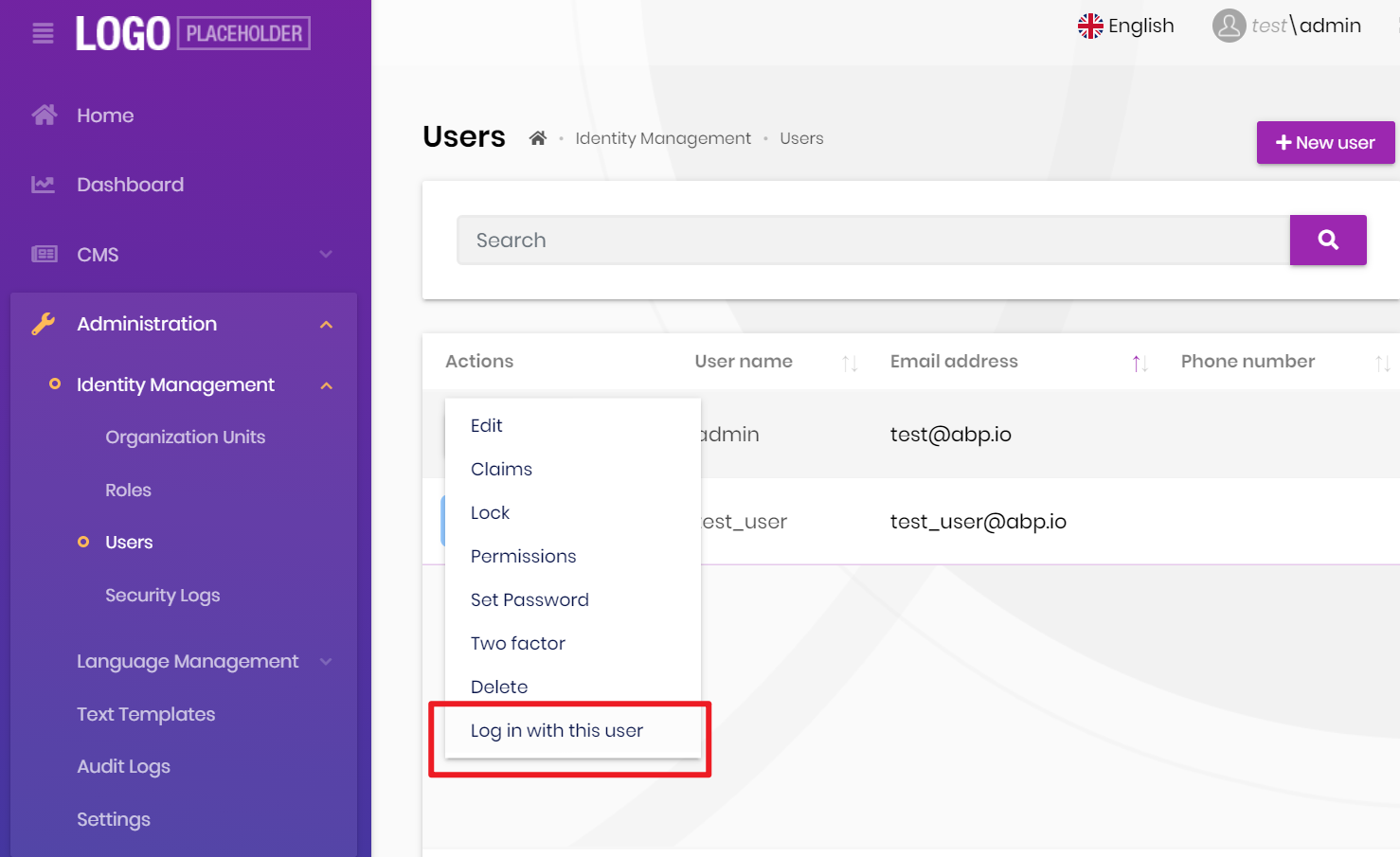 Impersonating users · Issue #1082 · abpframework/abp · GitHub
