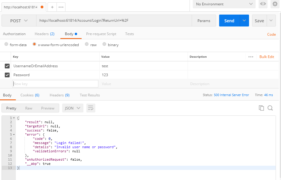 error code 500 when login failed · Issue #3997 · aspnetboilerplate/aspnetboilerplate · GitHub