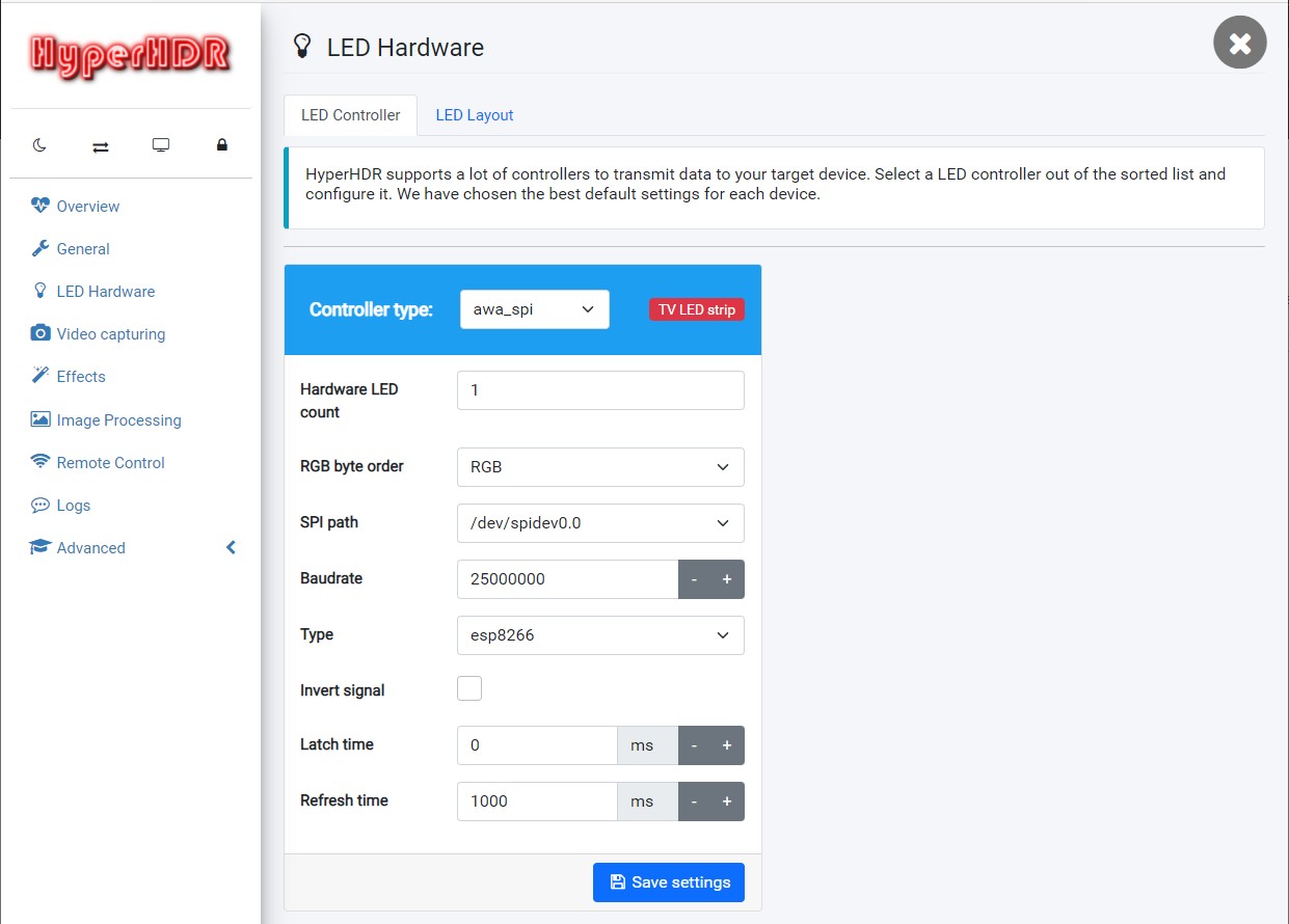 Github Awawa Devhyperspi Hyperhdr Bridge Using Spi Bus Connects Raspberry Pi With A Generic