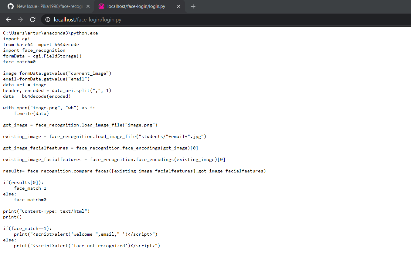 Don't Working for me bro :( · Issue #3 · prafulla-codes/face-recognition-login-system · GitHub