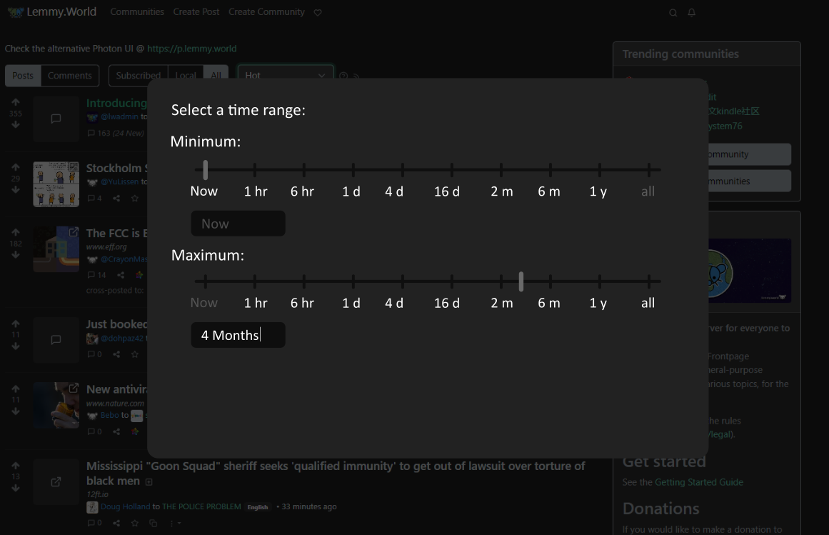 More specific time filtering · Issue #2187 · LemmyNet/lemmy-ui · GitHub