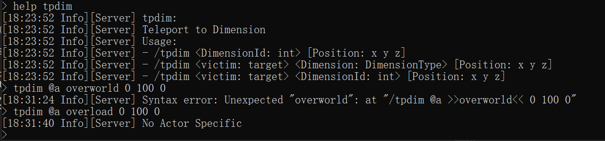 /tpdim指令中枚举值对应字符串错误 · Issue #215 · LiteLDev/LeviLamina · GitHub