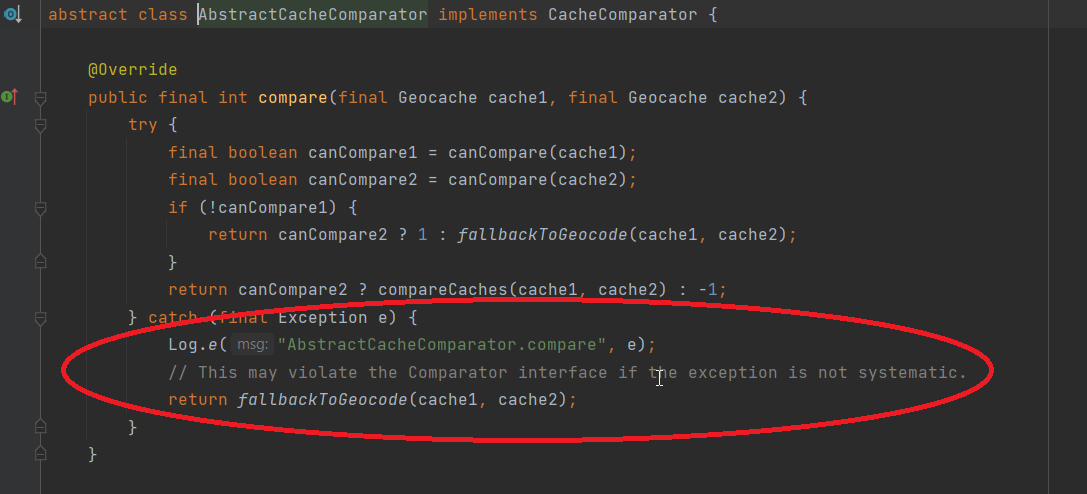 Crash opening stored caches - Comparison method violates its general ...
