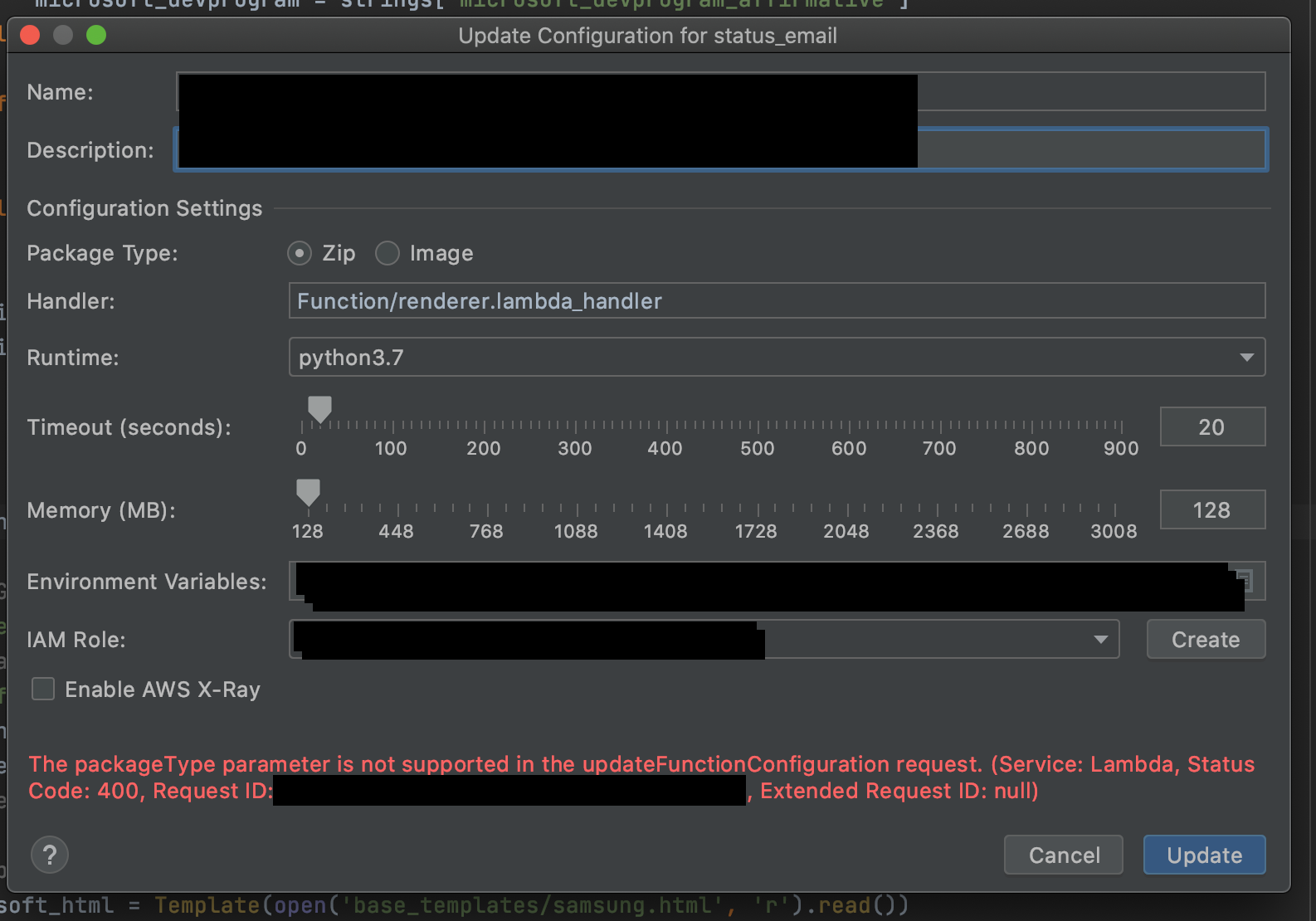 packageType parameter not supported in updateFunctionConfiguration ...