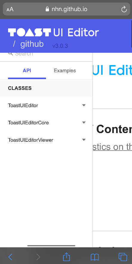 Looks bad on the example page. Sidebar cannot be collapsed. · Issue #1789 · nhn/tui.editor · GitHub