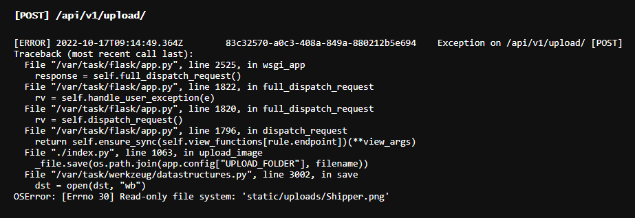OSError: [Errno 30] Read-only file system · vercel vercel · Discussion #8734 · GitHub