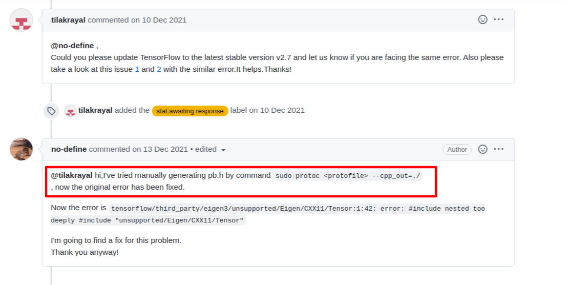 Executing Genrule Tensorflowccstringopsgenrule Failed Exit 127 Bash Failed · Issue
