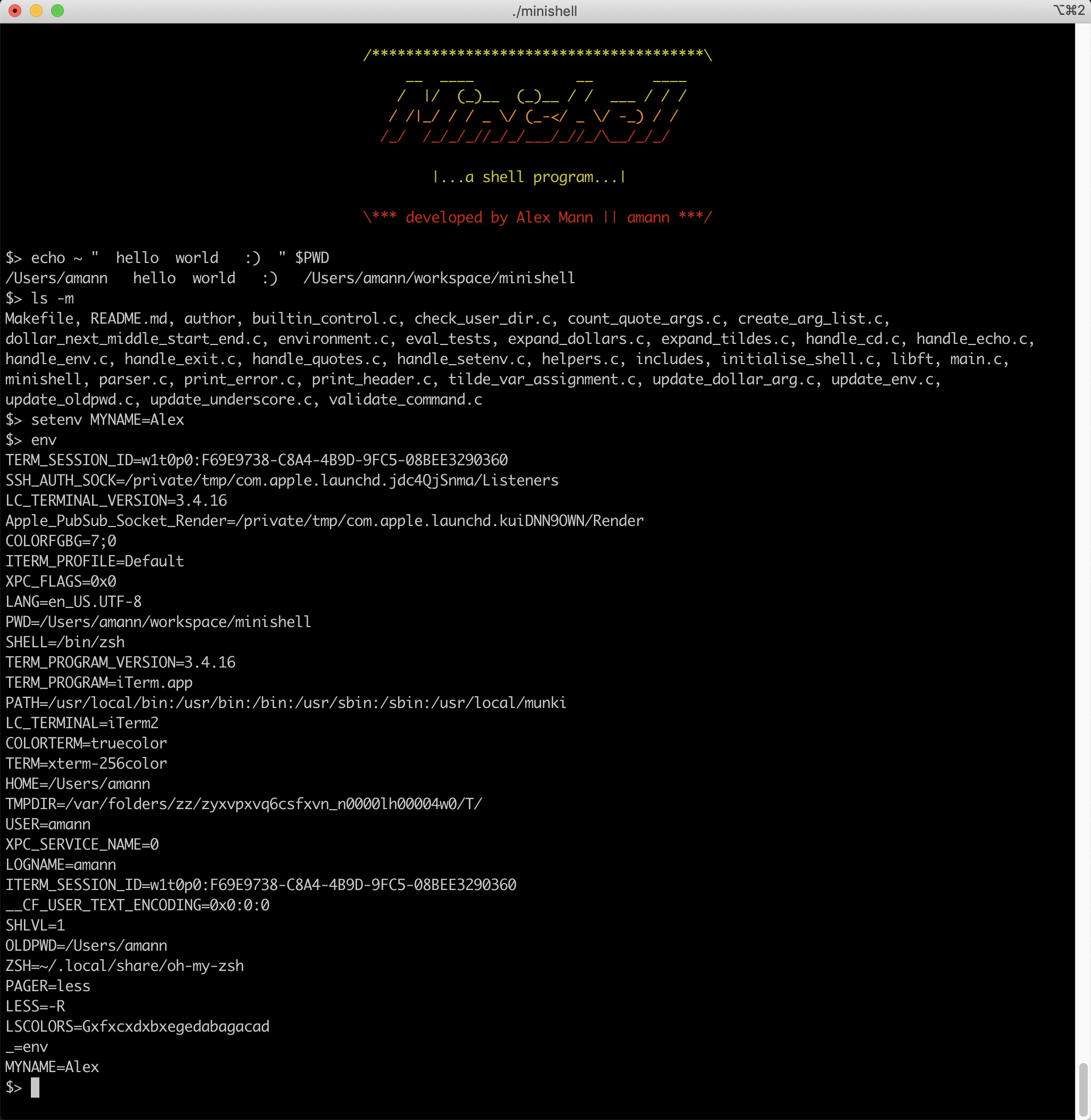GitHub - AlexMannDesigns/minishell: My very own shell program