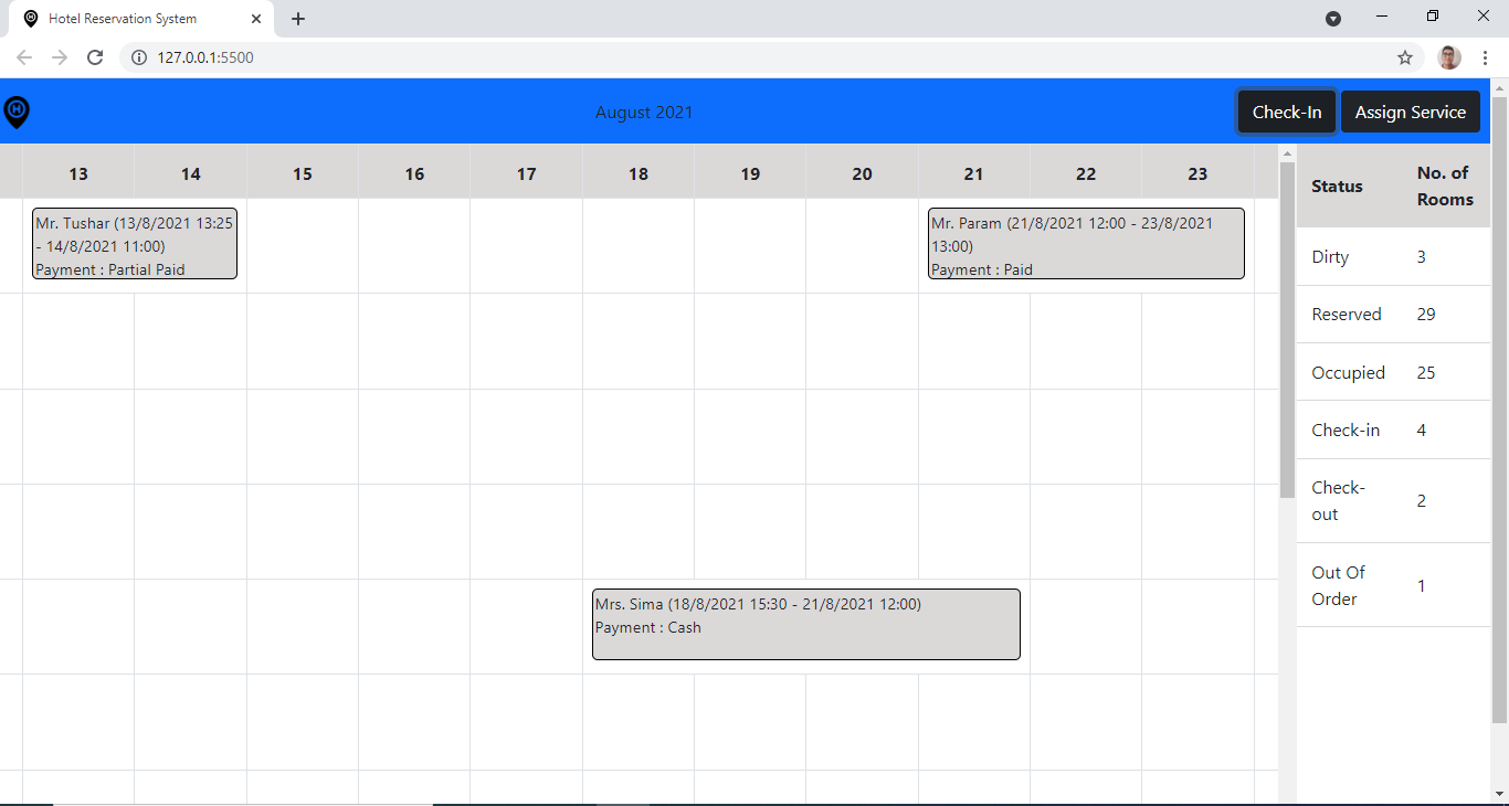 GitHub - paramjani12/Hotel-Reservation-System: The user interface includes a visual scheduling ...