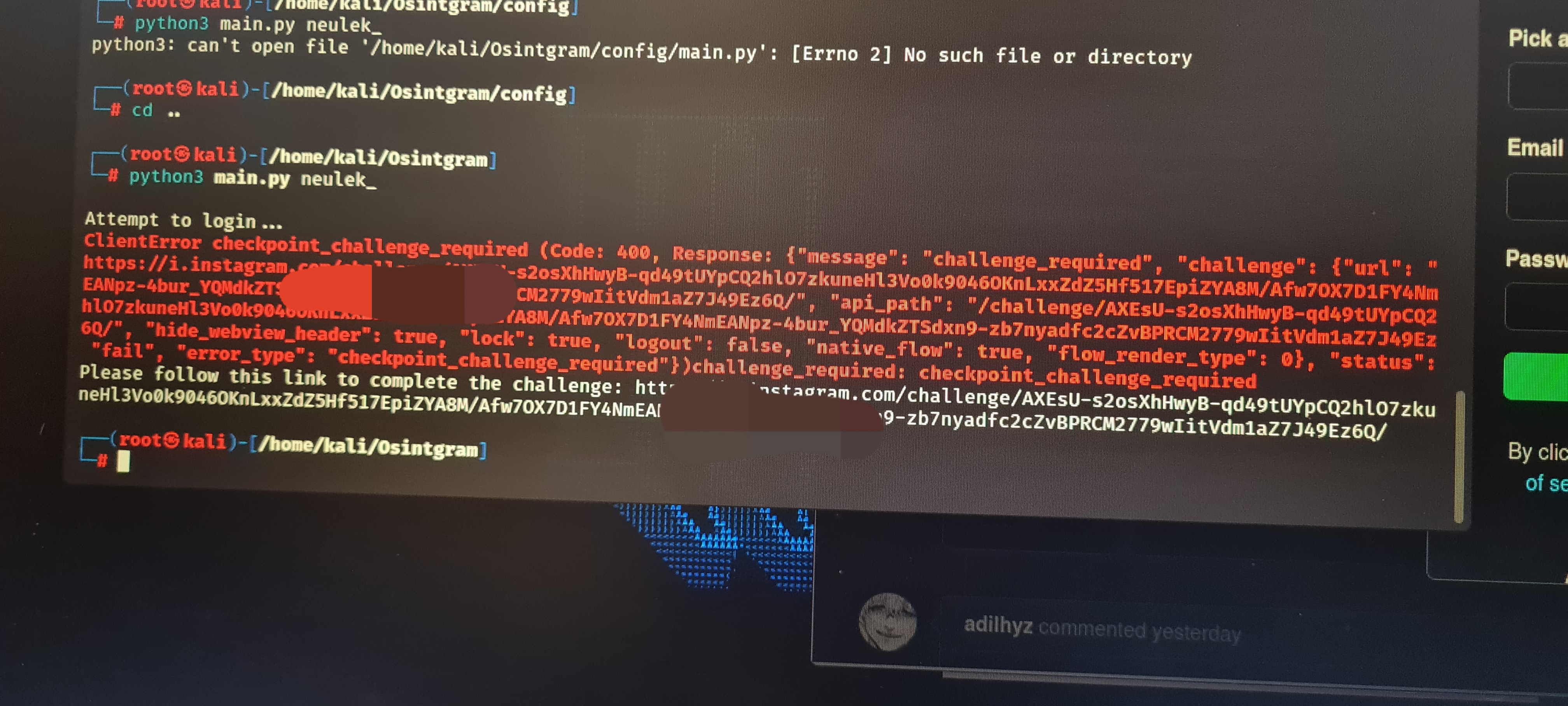 Instagram challenge · Issue #679 · Datalux/Osintgram · GitHub