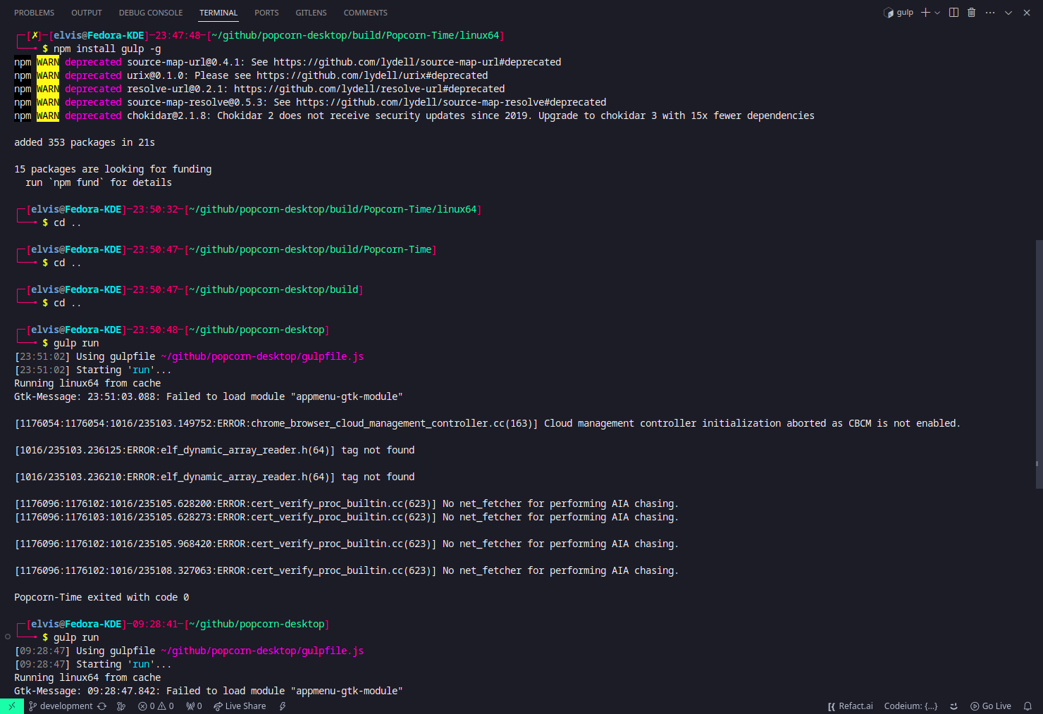 `gulp` command does not exist, "gulp: command not found..." · Issue #2777 · popcorn-official ...