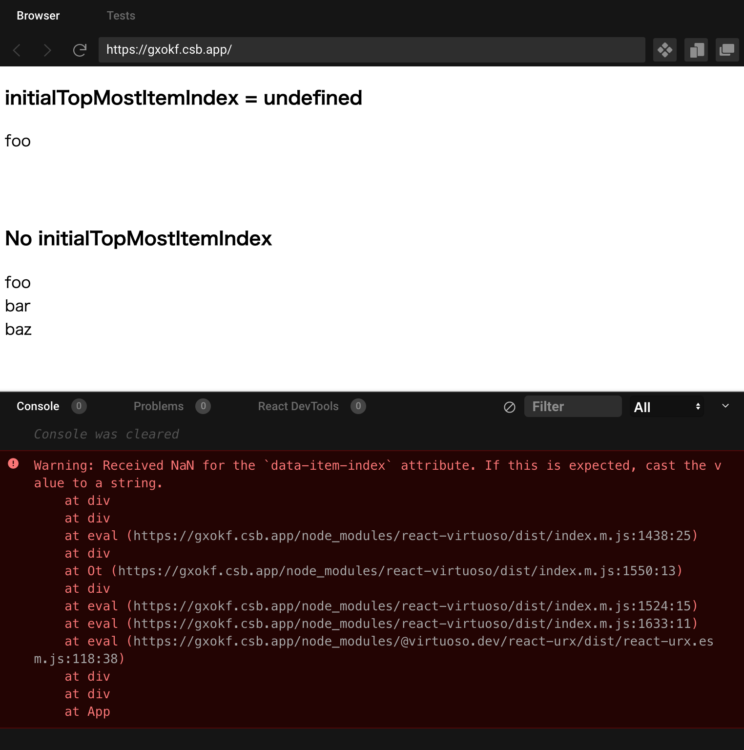 [BUG] initialTopMostItemIndex={undefined} causes only first item is rendered · Issue #459 ...
