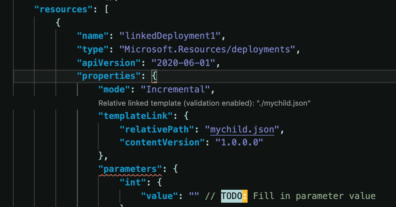 Clicking on param error for linked template deployment doesn't ...