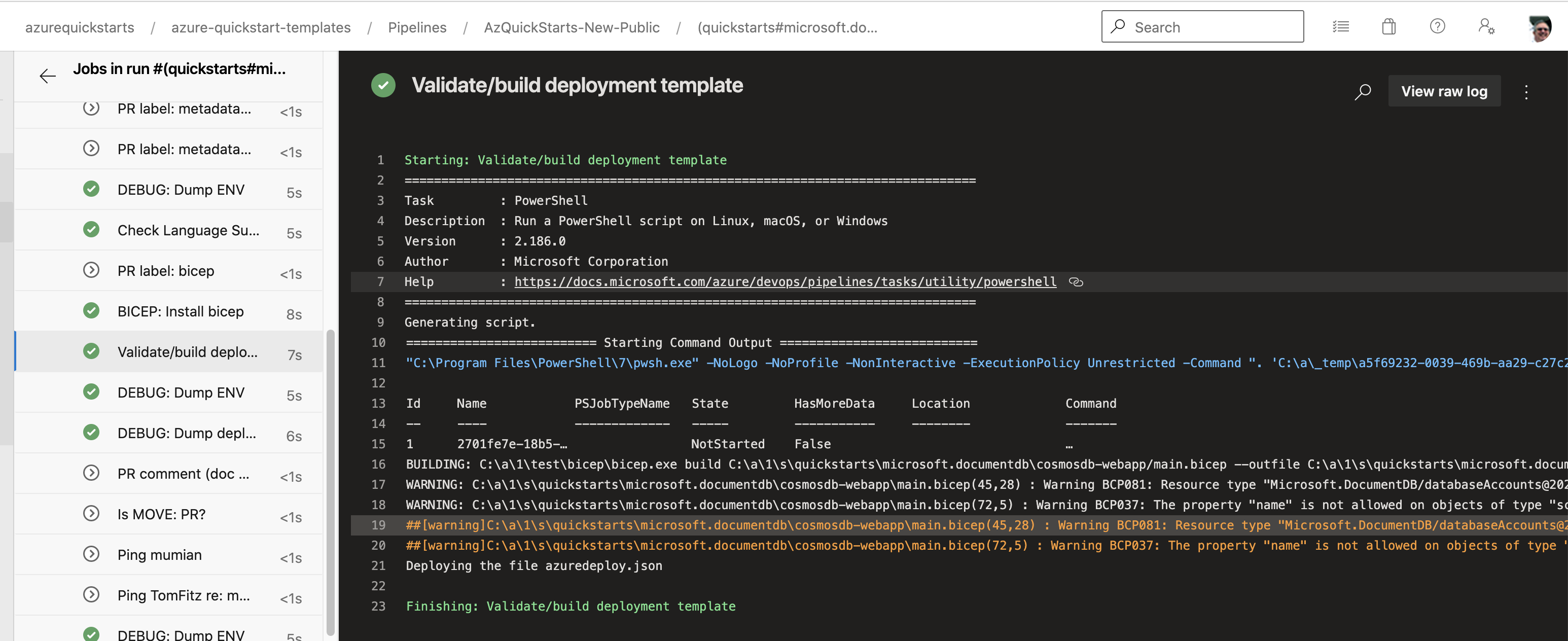 Quickstarts Pipeline Does Not Show Warning For Linter Errors · Issue