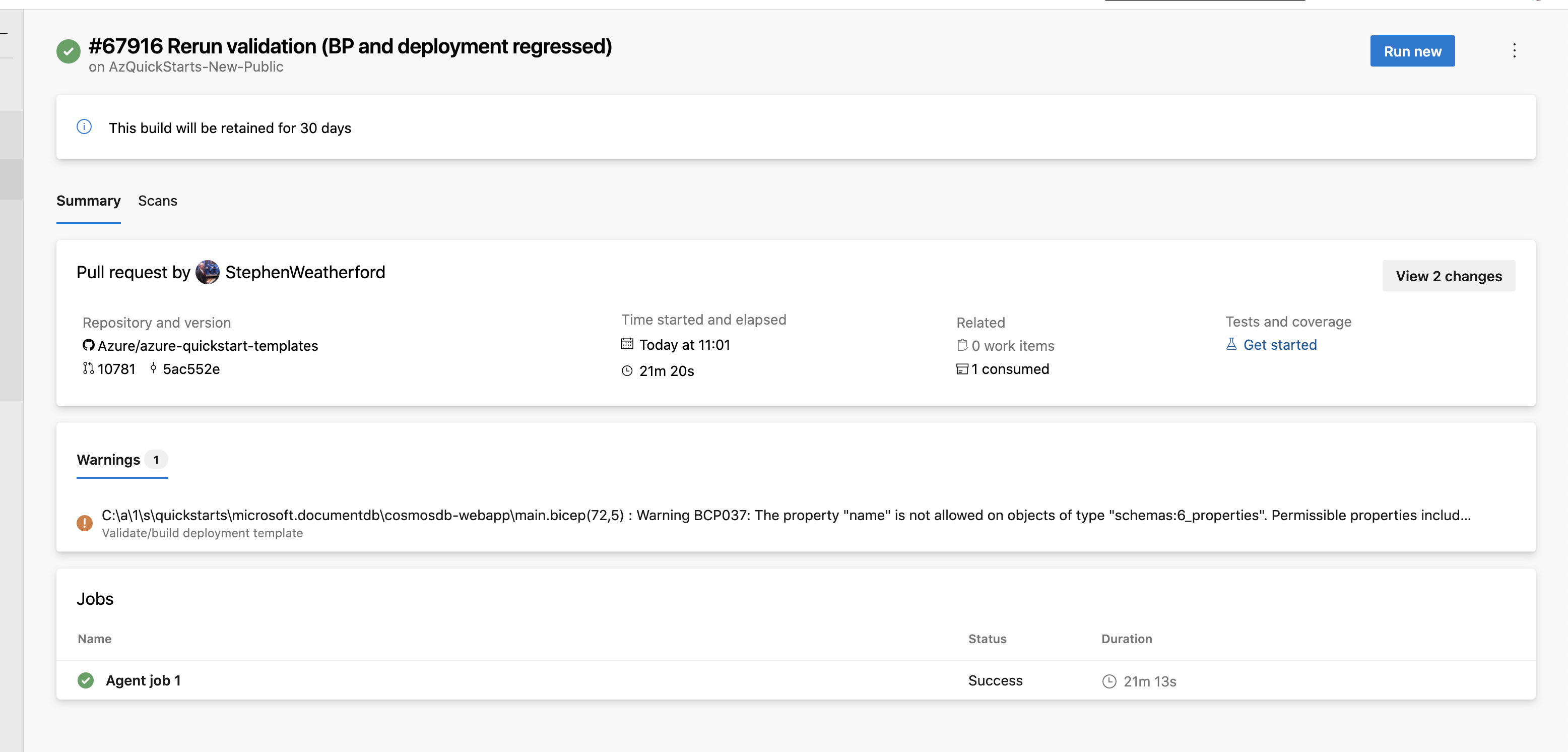 Quickstarts Pipeline Does Not Show Warning For Linter Errors · Issue