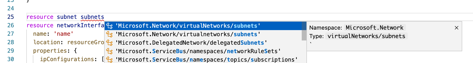 subnets shows up in resource type intellisense twice with different casing · Issue #3500 · Azure ...