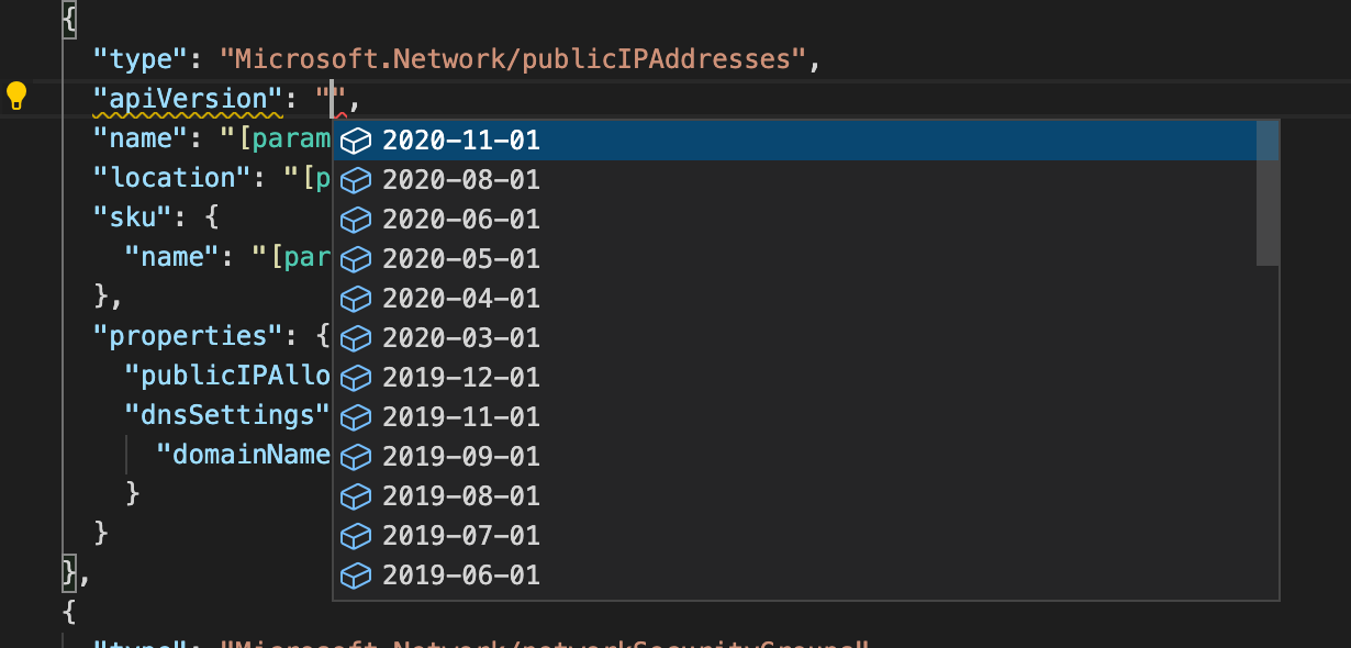 Microsoft.Network/publicIPAddresses missing last 2 versions · Issue #1418 · microsoft/vscode ...