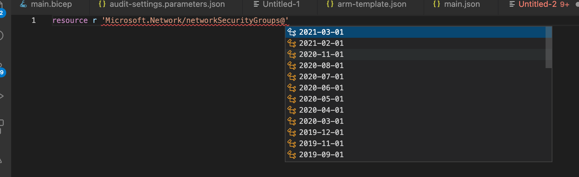 Microsoft.Network/networkSecurityGroups missing last 2 versions · Issue #1419 · microsoft/vscode ...