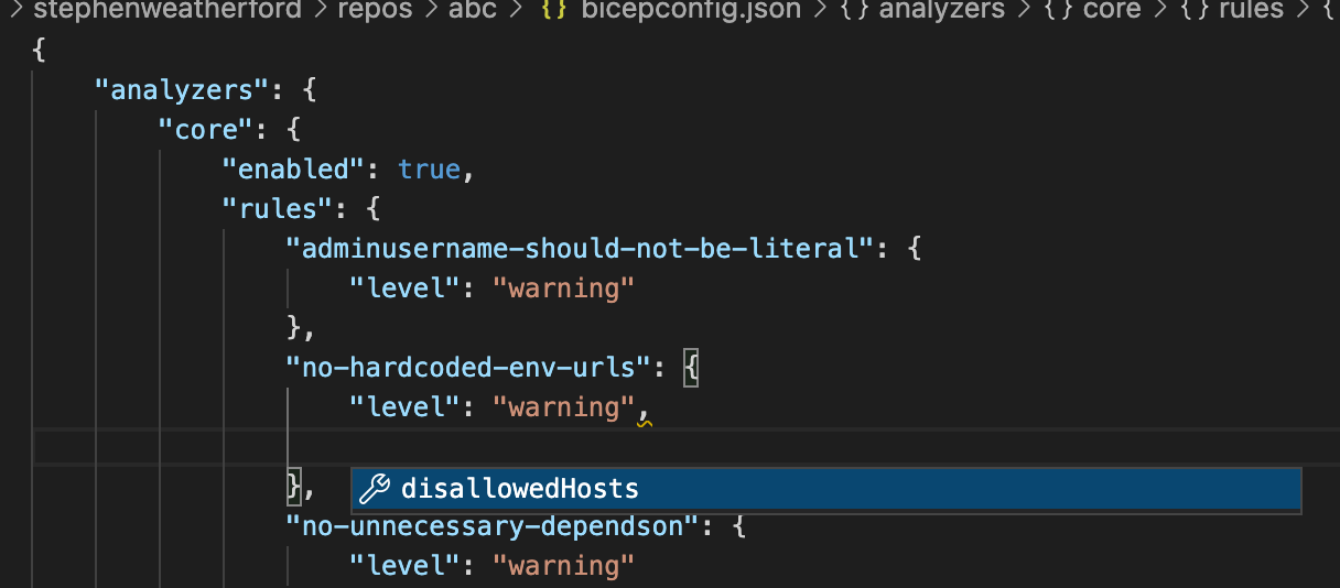 excludedHosts property for no-hardcoded-env linter rule doesn't have intellisense · Issue #5454 ...