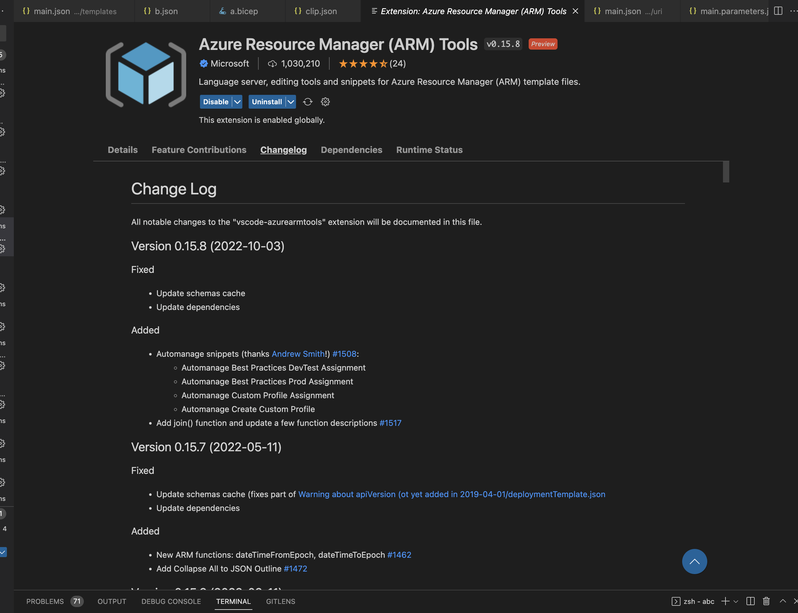 We don't have a CHANGELOG.md to show inside vscode · Issue #9586 · Azure/bicep · GitHub