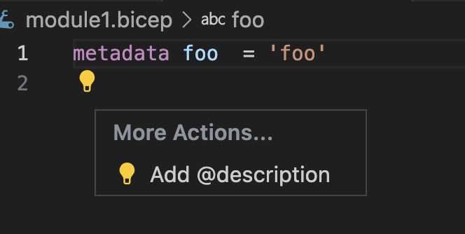 Description Should Not Be Suggested Or Allowed On Metadata · Issue 10714 · Azurebicep · Github
