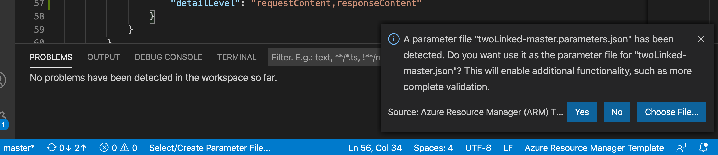 There Is No Selectcreate Parameter File In Status Bar After Resetting Global State · Issue