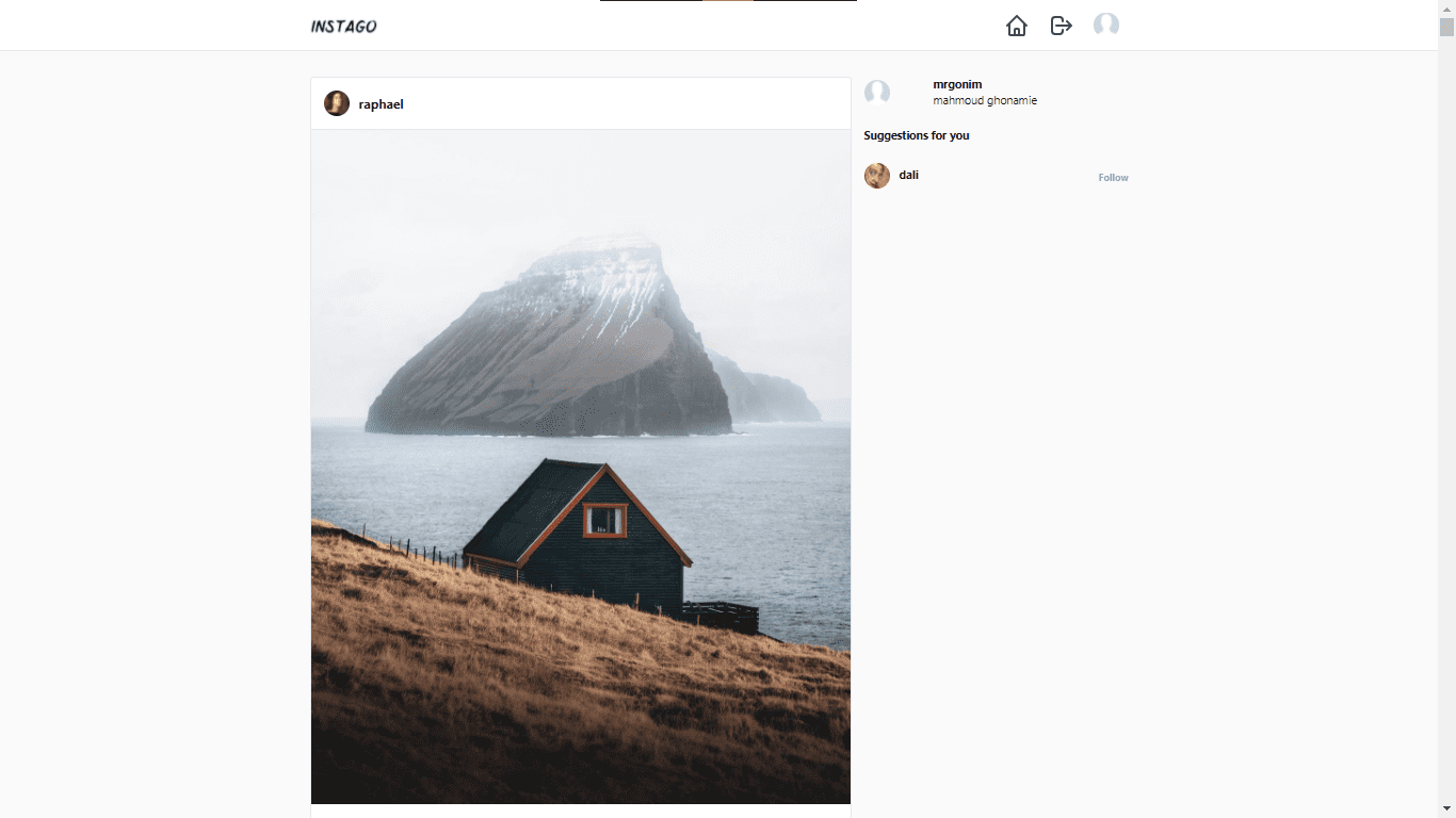 GitHub - notGonim/instaGo: instago is a social media app that memic for instagram built using react