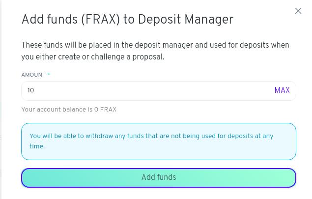 Transaction fails while adding funds to deposit manager · Issue #522 · 1Hive/gardens · GitHub