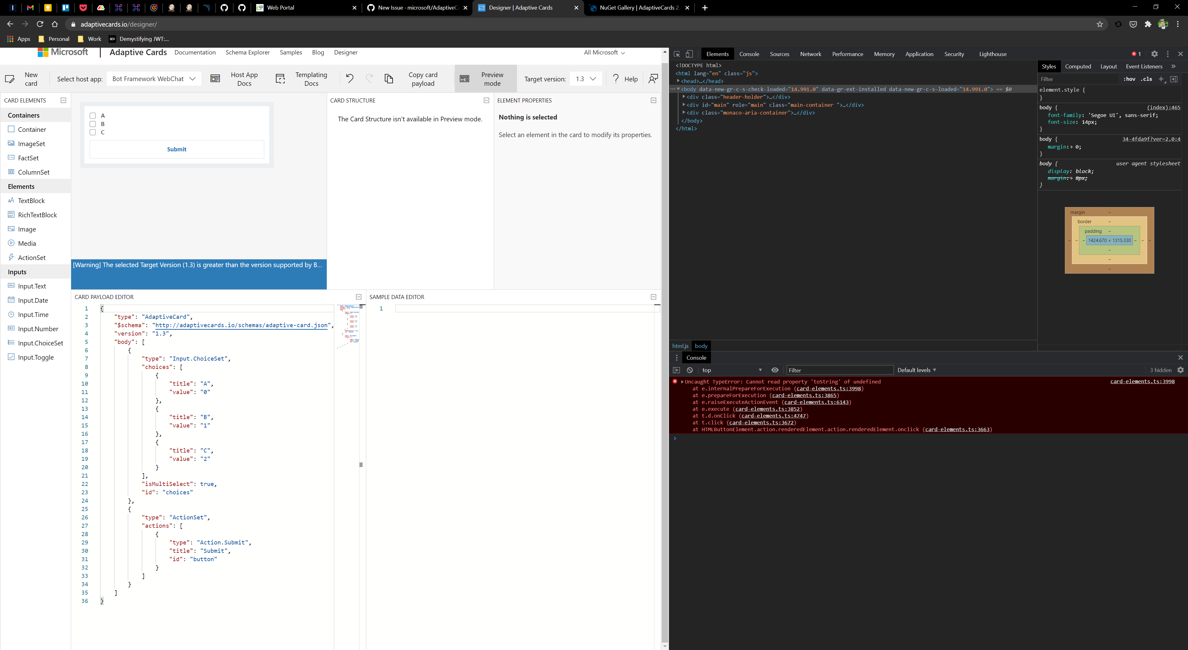 [JavaScript][Input.ChoiceSet] [If no choices are selected on a multi-selection ChoiceSet a ...