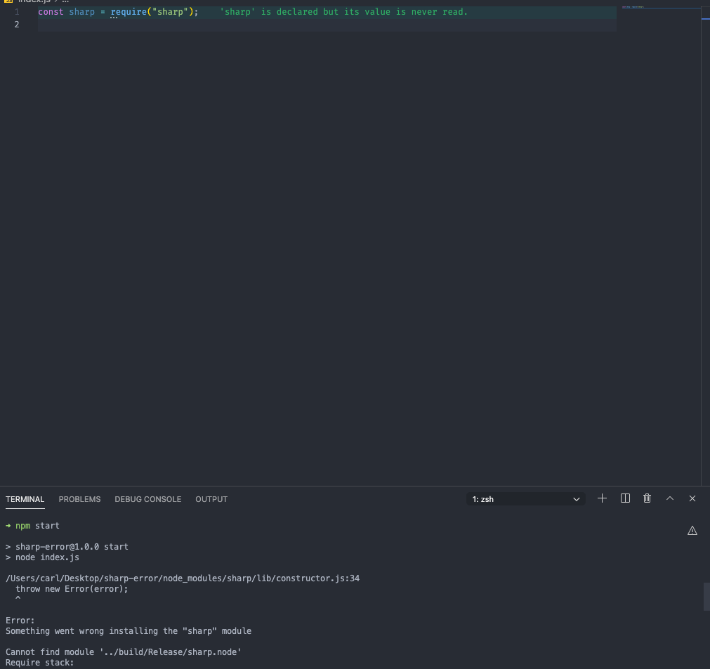 require(sharp) throws error. · Issue #2585 · lovell/sharp · GitHub