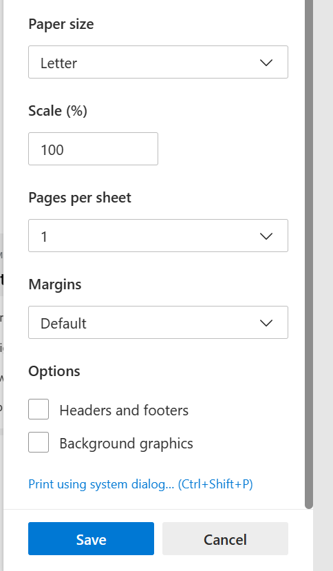 How can we display the Page Setup? · Issue #3270 · MicrosoftEdge/WebView2Feedback · GitHub