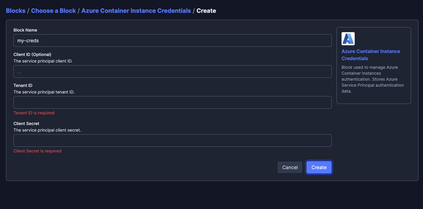Azure Credential Block Requires Tenant Id And Client Secret · Issue 8567 · Prefecthqprefect