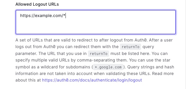 Support dynamic URLs in `Allowed Logout URLs` when user is logged out · Issue #458 · auth0/auth0 ...