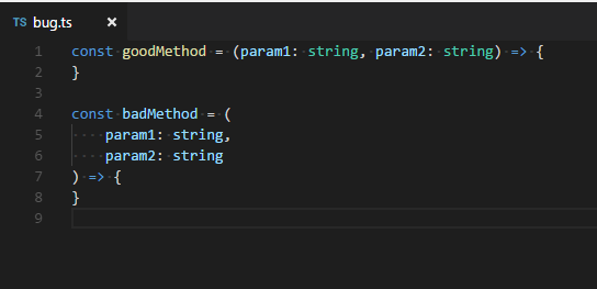 No Typescript Highlighting For Arrow Function With Line Break Before First Param