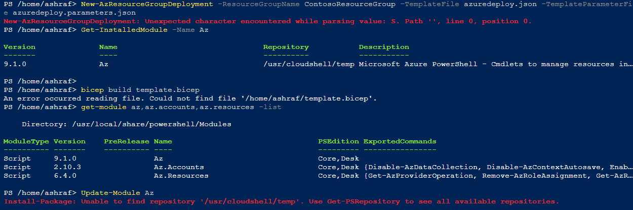 New-AzResourceGroupDeployment : Unexpected character encountered while parsing value: @. Path ...