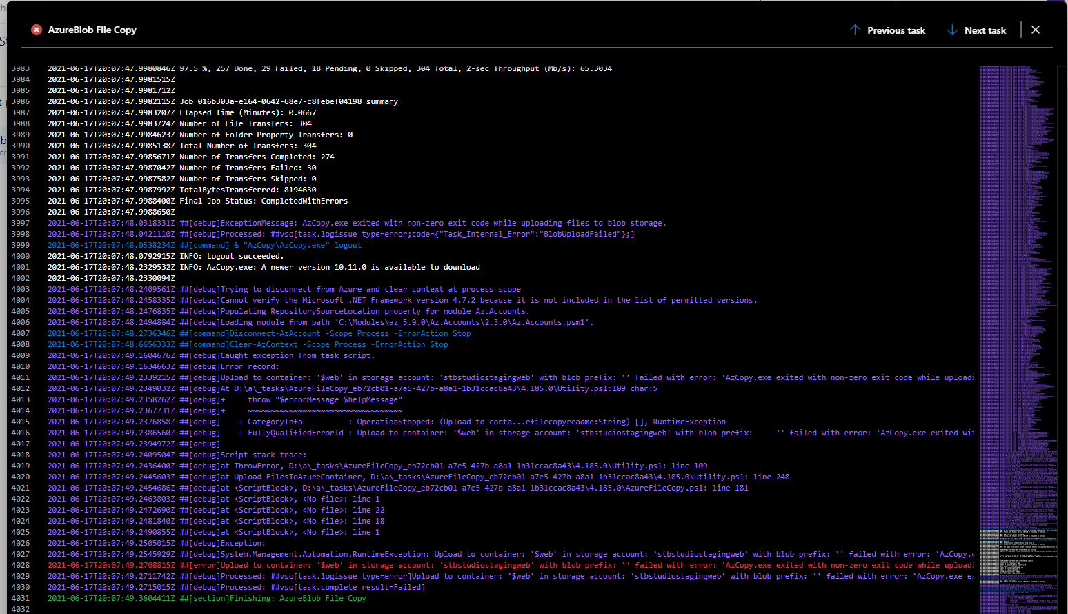 Azureblob File Copy Partially Failed Copy Failed On 30 304 Files · Issue 14981 · Microsoft