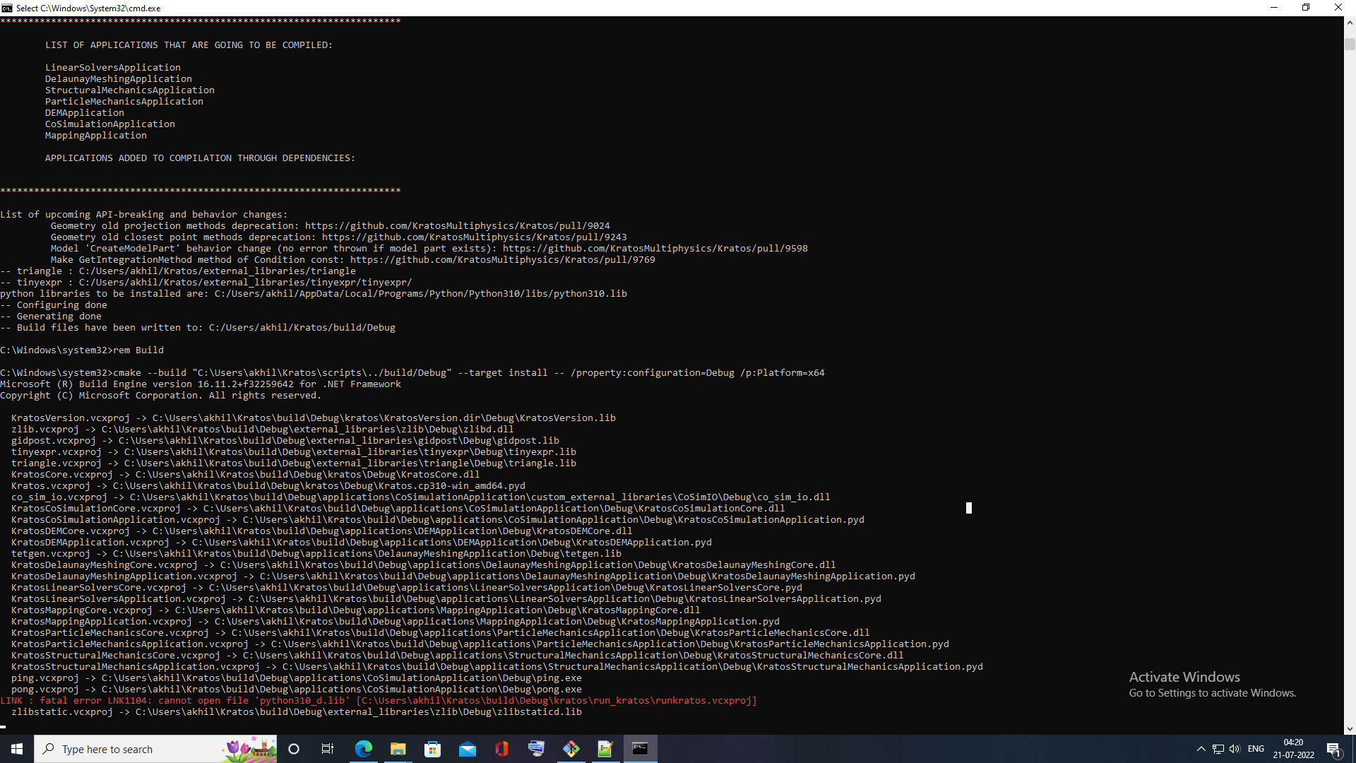 Kratos Debug mode compiling error -"cannot open python310_d.lib" · Issue #10055 ...